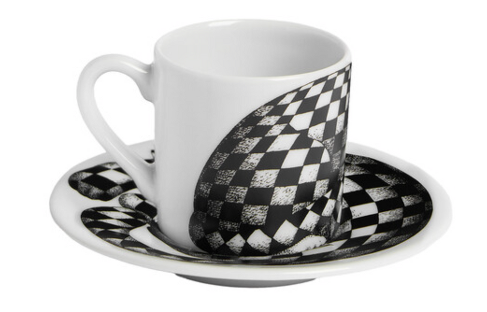 Fornasetti Coffee cup High Fidelity Quadrettato black/white – Milk ...