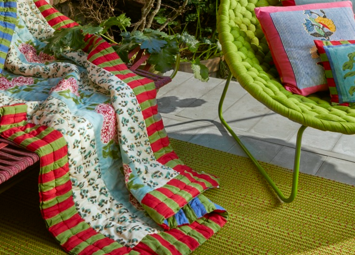 Lisa Corti Reversible Quilt 110x180cm Leopard Stripes Sky – Milk ...